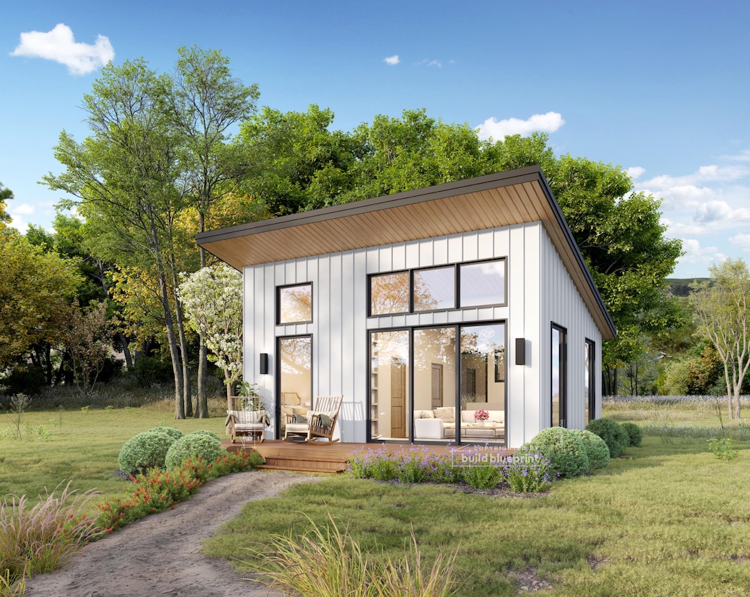 20' X 24' Lean Cottage Architectural Plans - Custom 480SF Tiny House ...