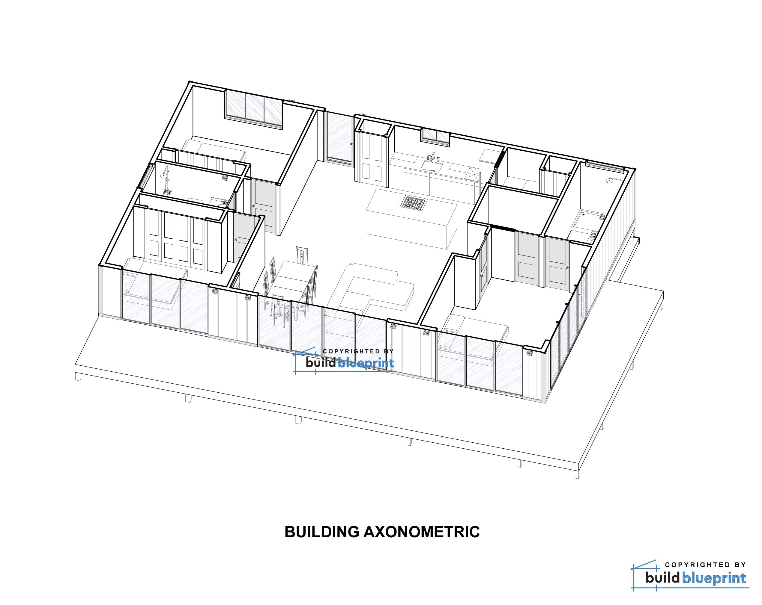 30' X 46' Modern Lean Cottage Architectural Plans - Custom 1380SF 3 ...