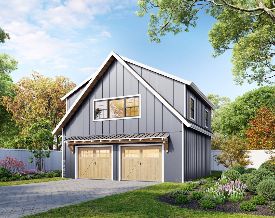 28'x28' Two Car ADU Garage Loft Architectural Plans - 784 SF Custom ...