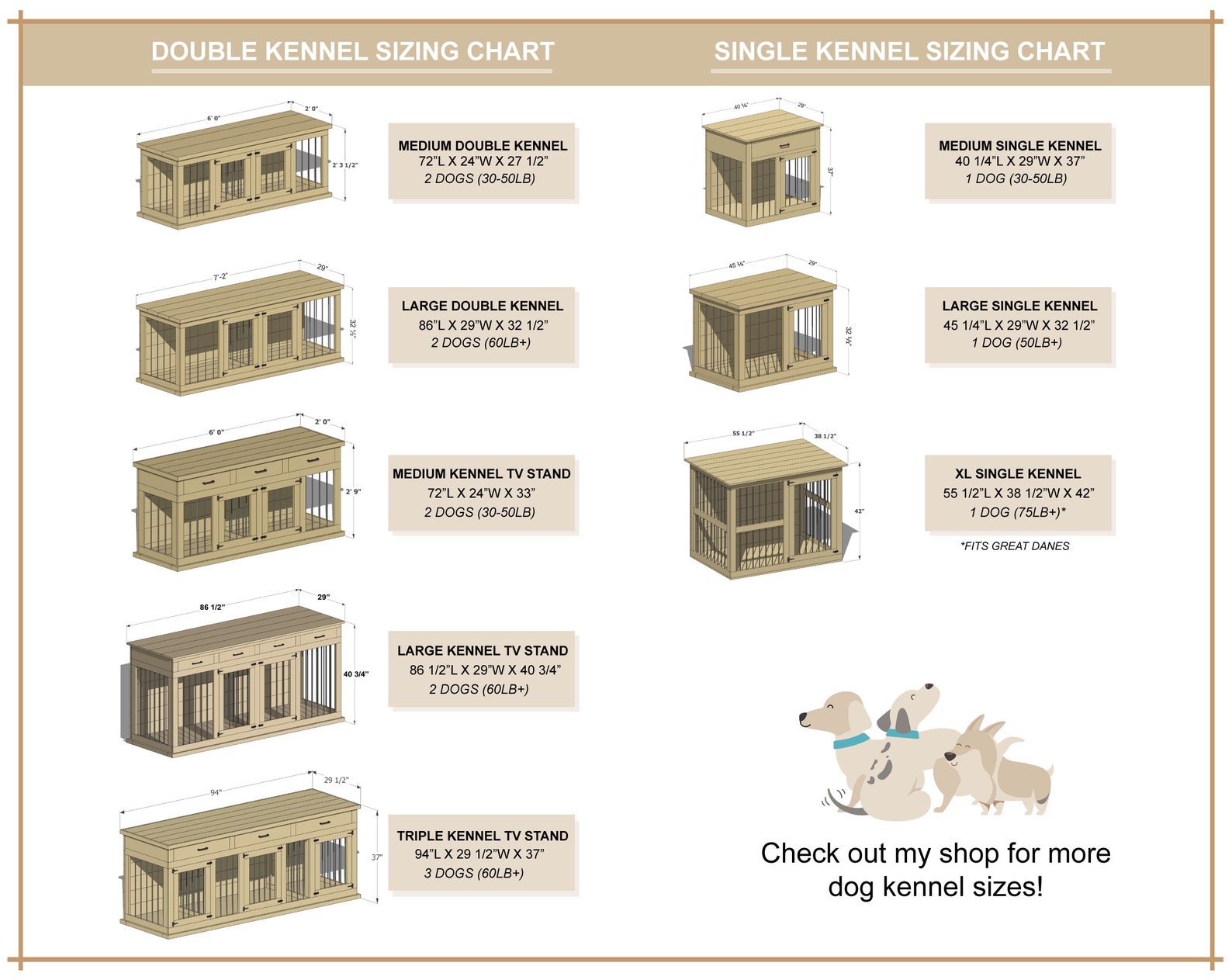 DIY Plans for Large Single Dog Kennel Dog Crate Furniture - Etsy