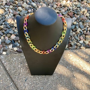 Rainbow and Gold Acrylic Link Chain Necklace - Etsy
