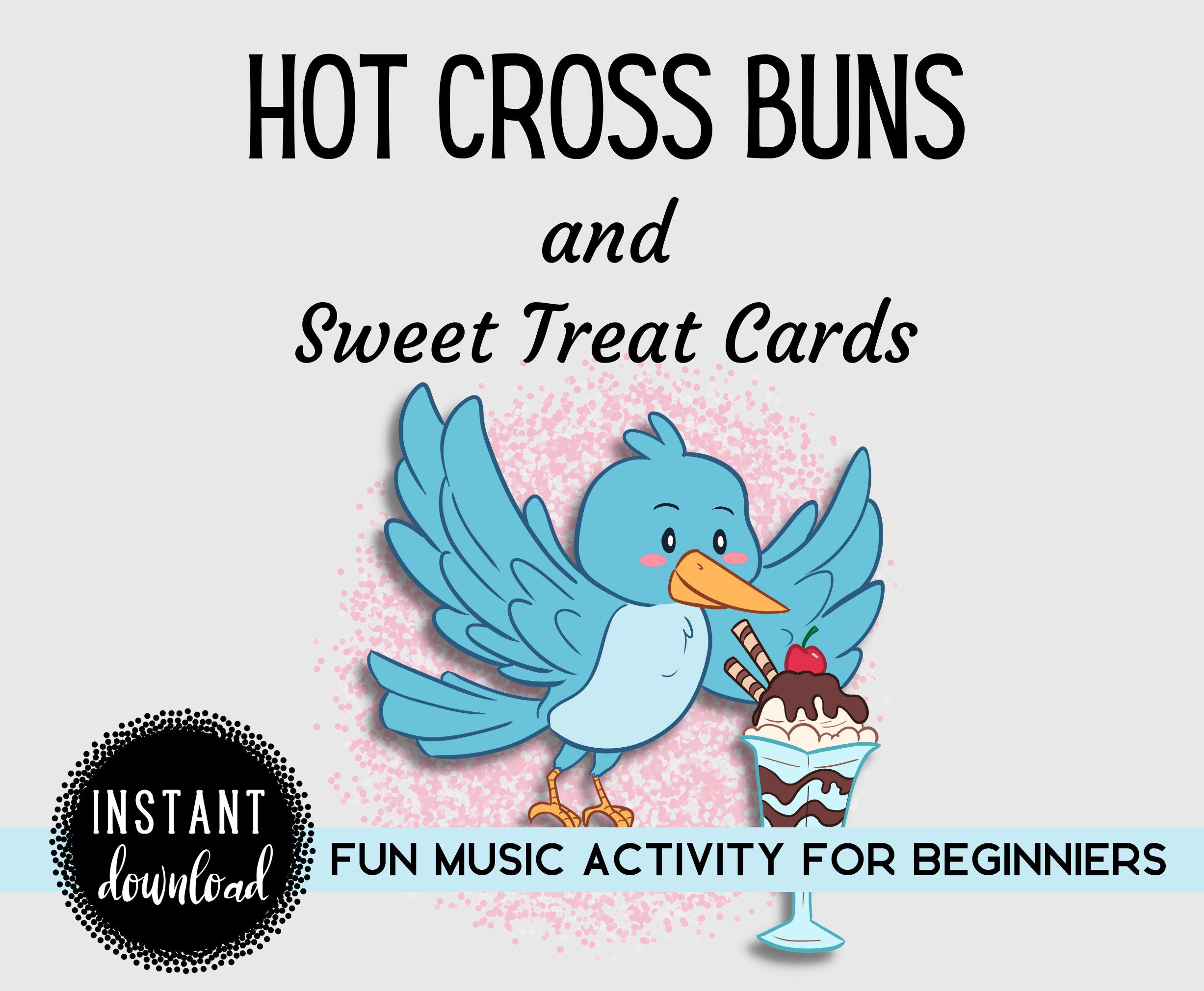 Hot Cross Buns Easy Piano Music With Sweet Treat Piano Practice Cards ...