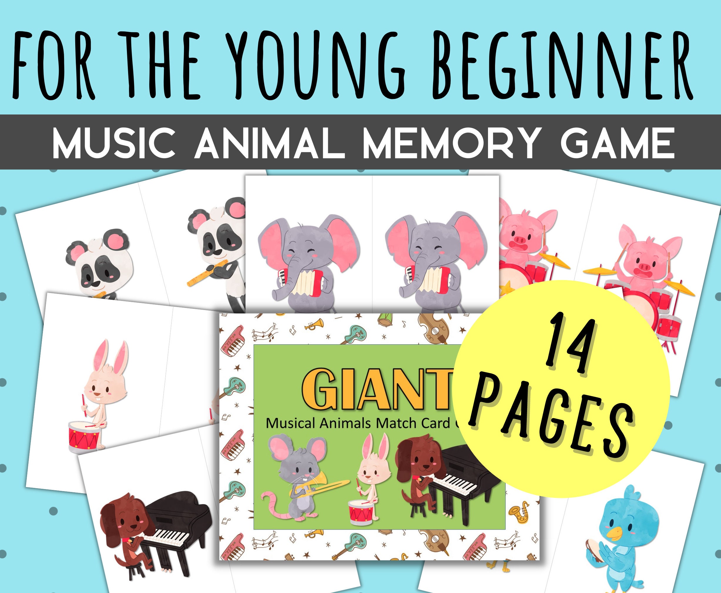 GIANT Music Animal MEMORY Matching Card Game is Fun for Preschool ...