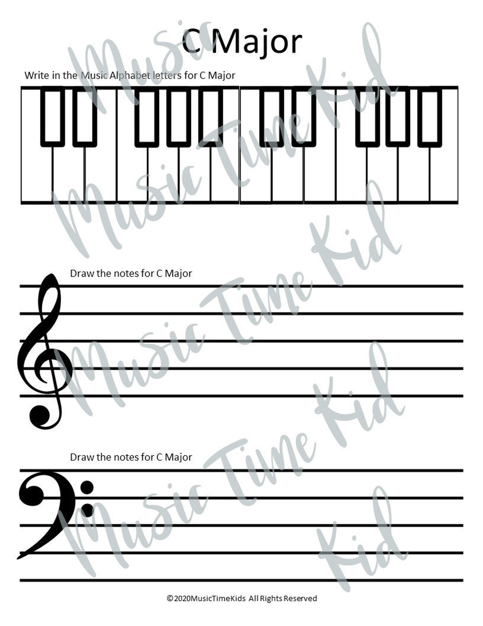 Piano Practice Keyboards and Music Staff Printable for Teaching Hand ...