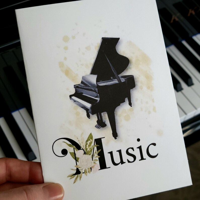 Digital Download Baby Grand Piano Monogram Music Note Card - Etsy