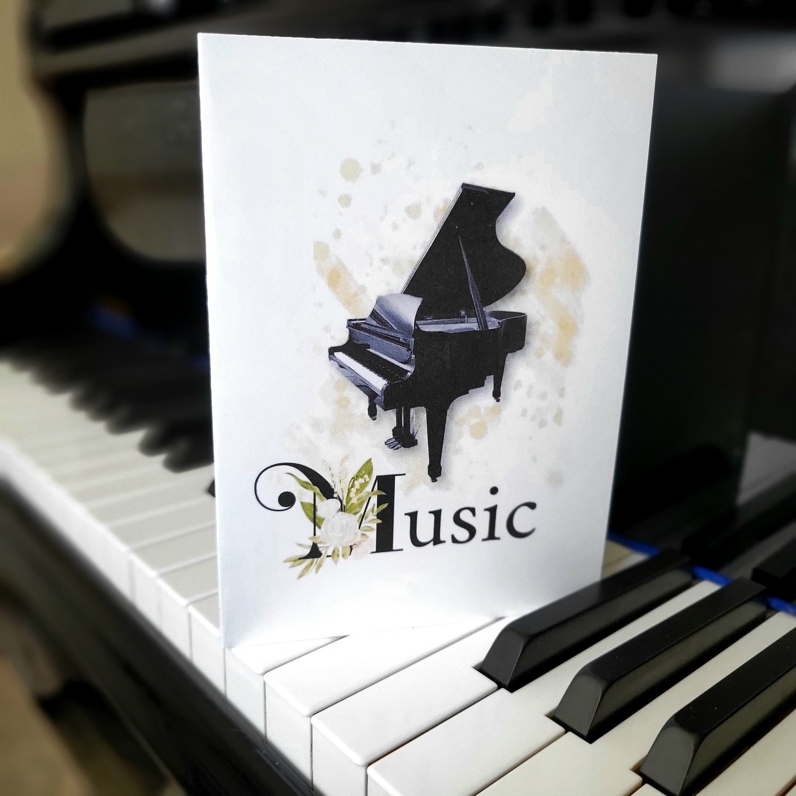 Digital Download Baby Grand Piano Monogram Music Note Card - Etsy
