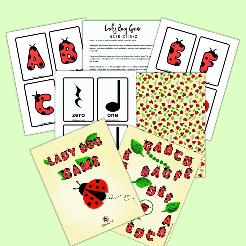 Music Alphabet Printable Piano Game for Preschool Learning Cute Ladybug ...