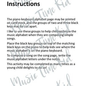 Songwriting Piano Worksheet | Preschool Printable for Beginner Piano ...