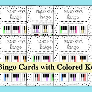 Printable Piano Game | Piano Keys Bingo for Beginner Piano Lessons ...