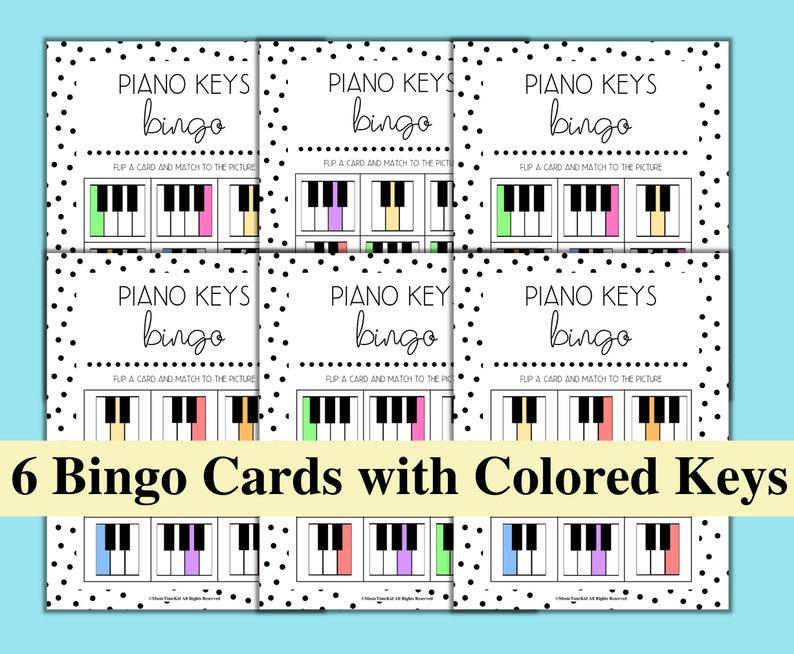 Printable Piano Game | Piano Keys Bingo for Beginner Piano Lessons ...