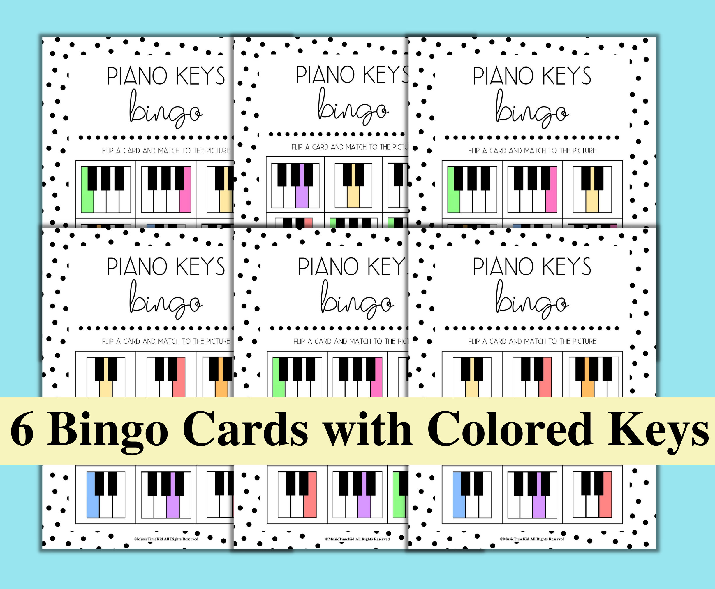 Printable Piano Game | Piano Keys Bingo for Beginner Piano Lessons ...