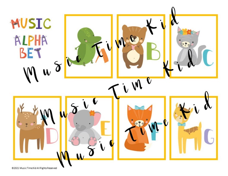 Music Alphabet Animals Matching Card Game Piano Printable - Etsy