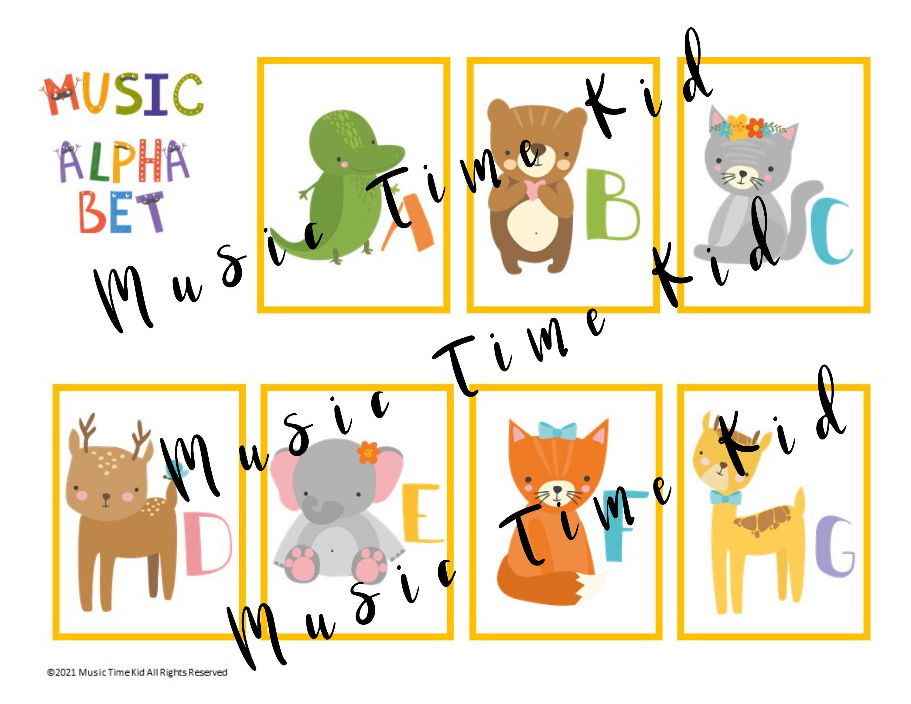 Music Alphabet Animals Matching Card Game Piano Printable - Etsy