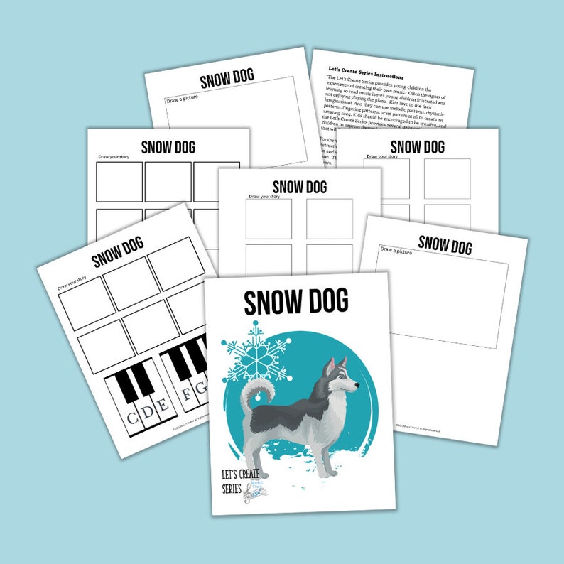 Snow Dog Preschool Worksheets for Composing in Beginner Piano - Etsy