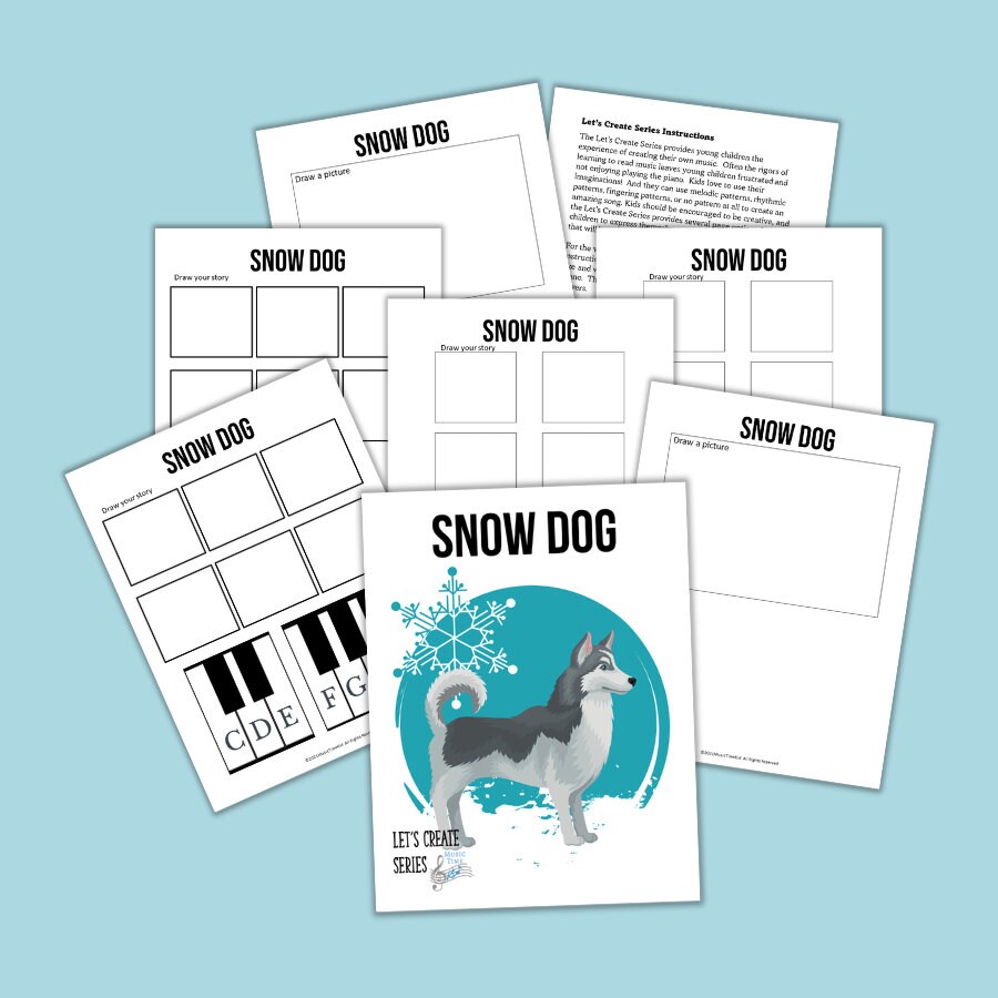 Snow Dog Preschool Worksheets for Composing in Beginner Piano Lessons ...