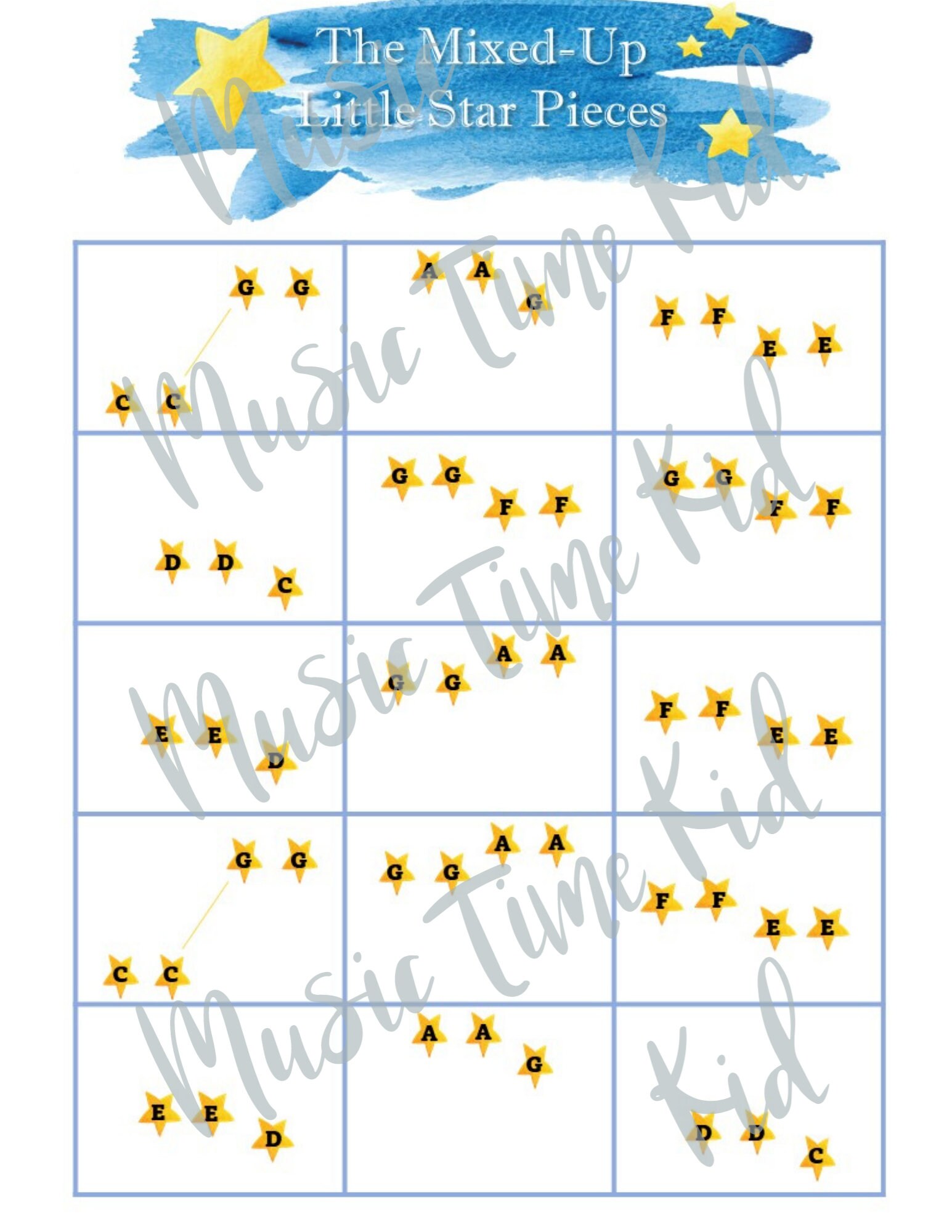 Twinkle Twinkle Little Star Piano Lesson Printable | Preschool Music ...