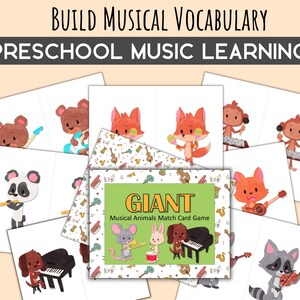 GIANT Music Animal MEMORY Matching Card Game is Fun for Preschool ...