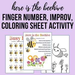 Here is the Beehive Fingerplay, Songwriting Piano Printable & Coloring ...