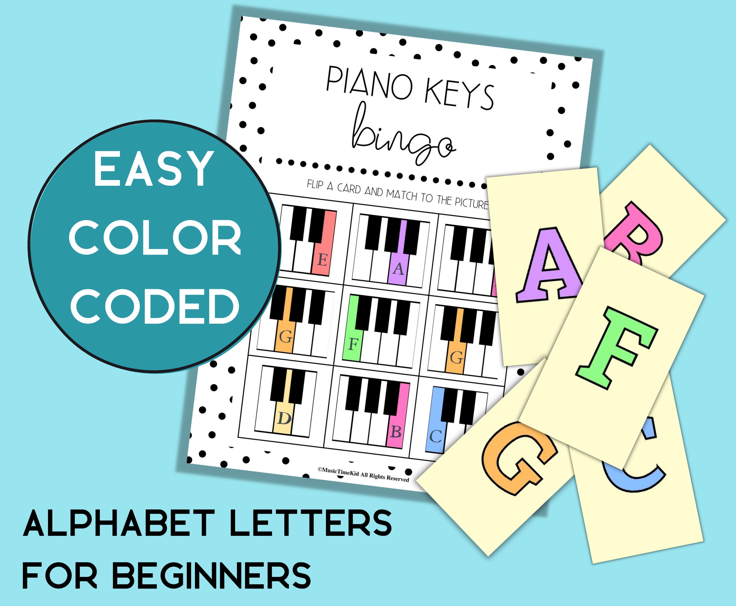 Piano Keys Bingo Game | Beginner Piano Lessons (digital Download) - Etsy