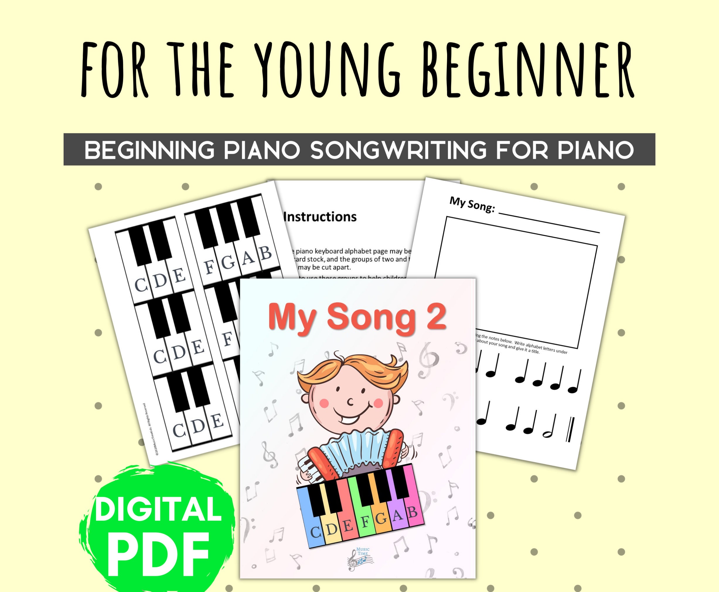Piano Songwriting Worksheet | Printable for Teaching Beginning Piano ...