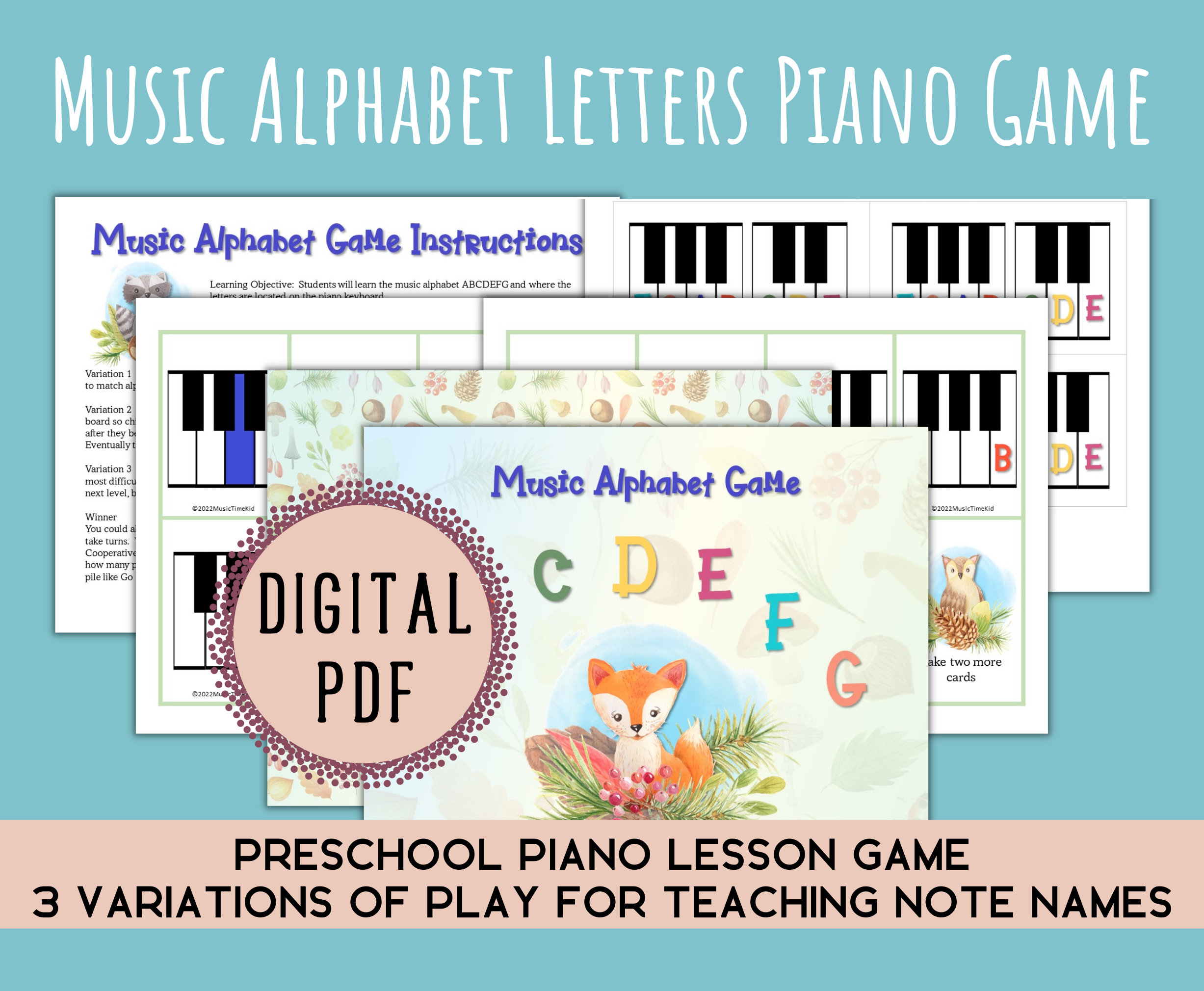 Piano Printable Matching Card Game With Music Alphabet Letters for ...