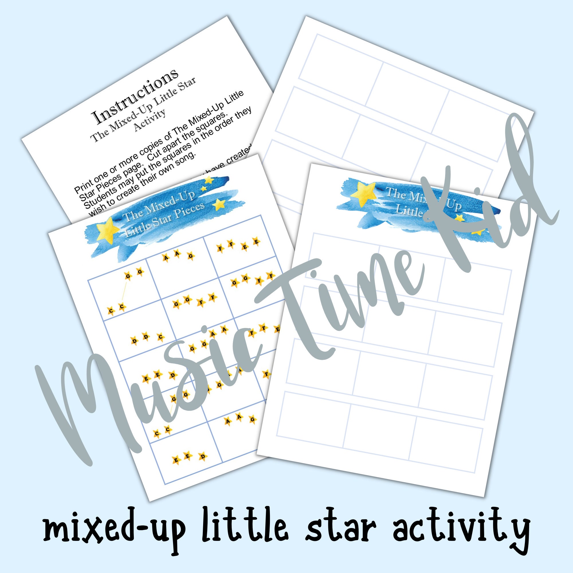Twinkle Twinkle Little Star Piano Lesson Printable | Preschool Music ...