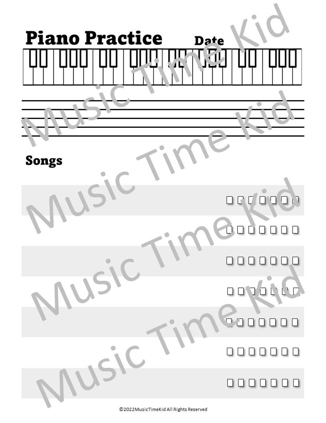 Piano Practice Printable That Helps Teach Note Names, Hand Positions ...