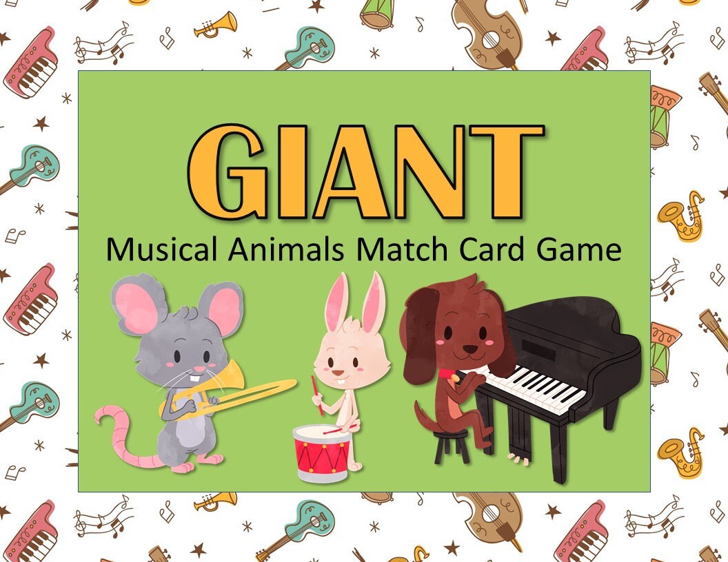 GIANT Music Animal MEMORY Matching Card Game is Fun for Preschool ...