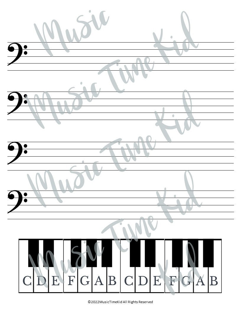 Piano Keyboard Music Staff Paper Printable for the Young Beginner Piano ...