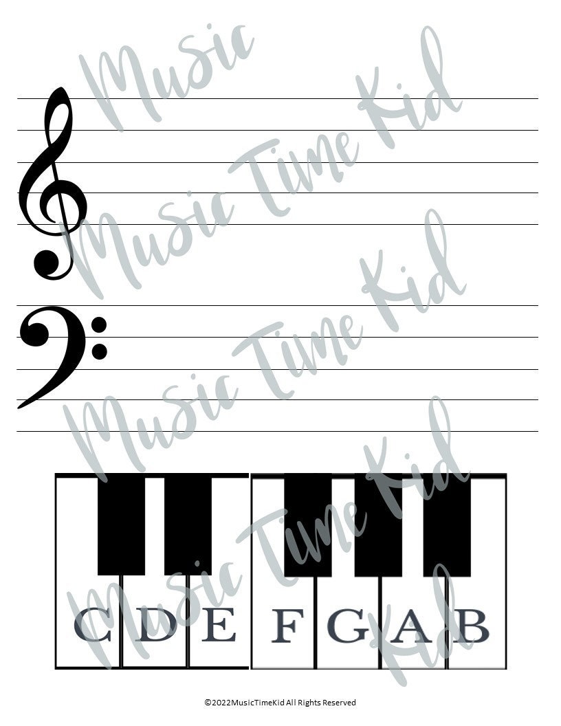 Piano Keyboard Music Staff Paper Printable for the Young Beginner Piano ...