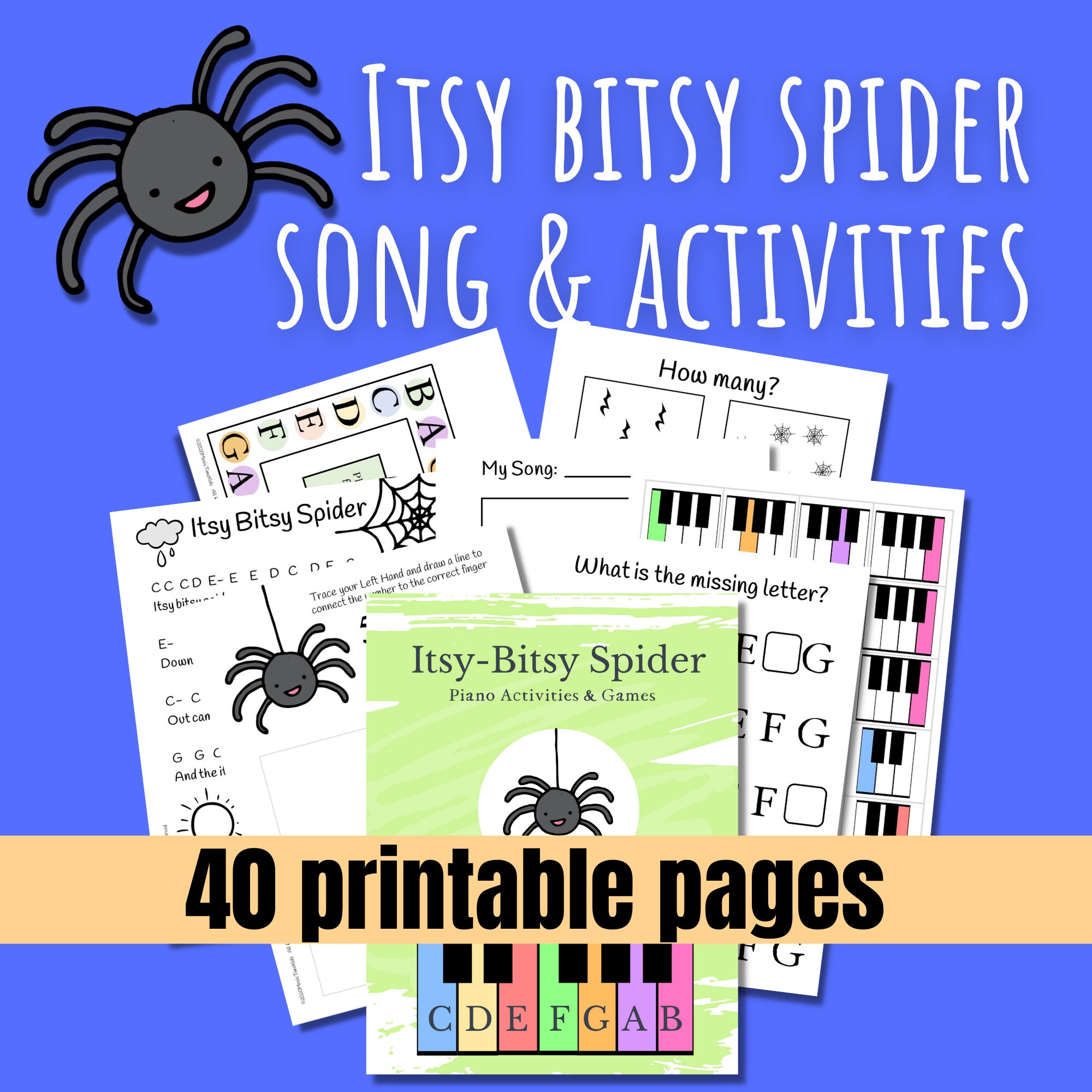 Itsy Bitsy Spider Piano Music, Activities & Games for Preschool ...