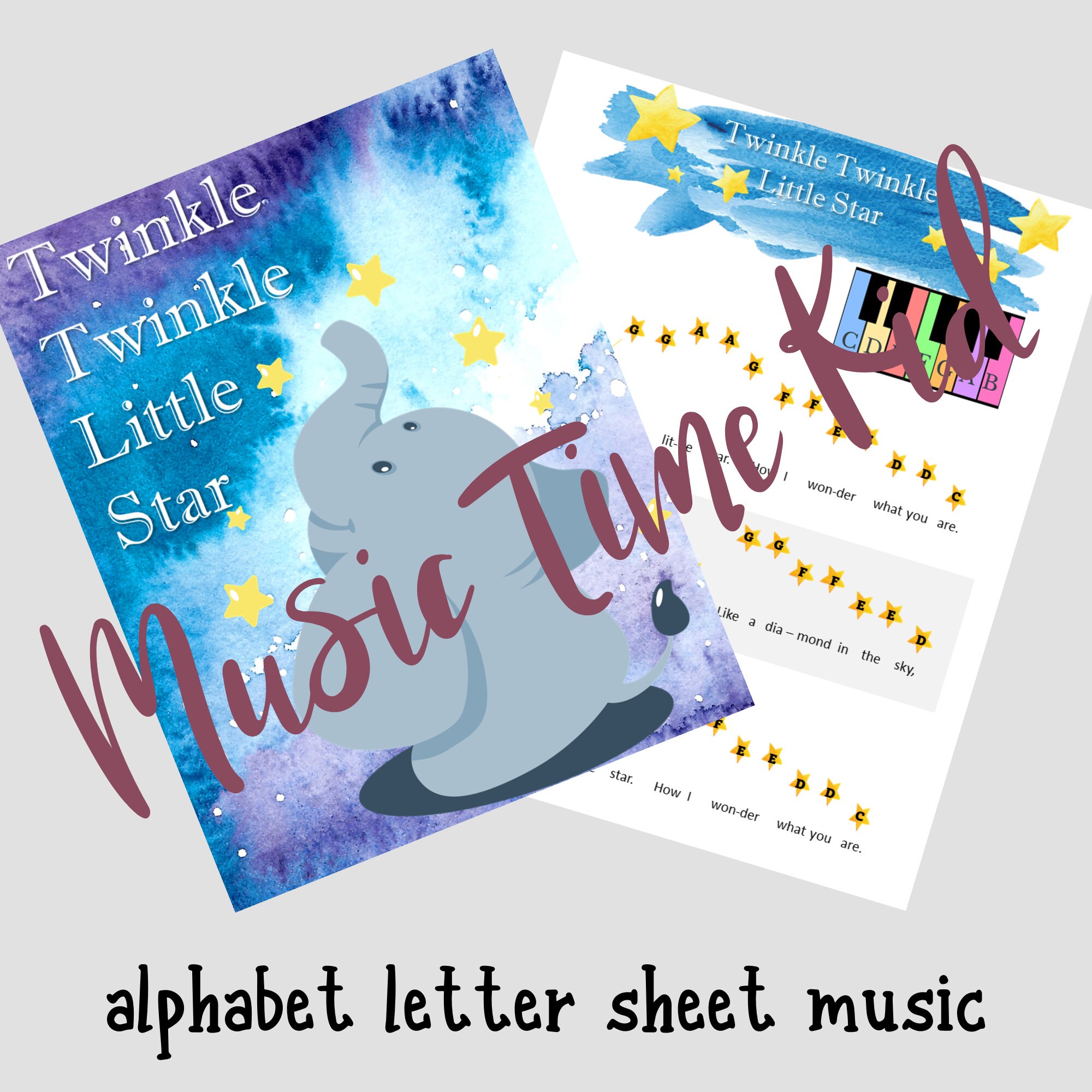 Twinkle Twinkle Little Star Piano Printable Sheet Music With Alphabet ...