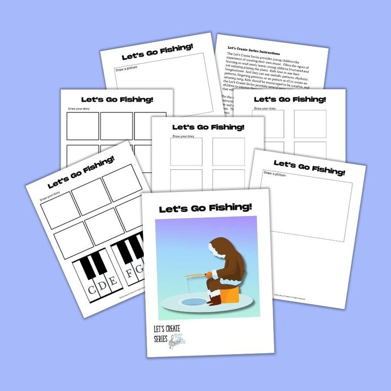 Let's Go Fishing! Preschool Worksheets for Composing in Beginner Piano ...