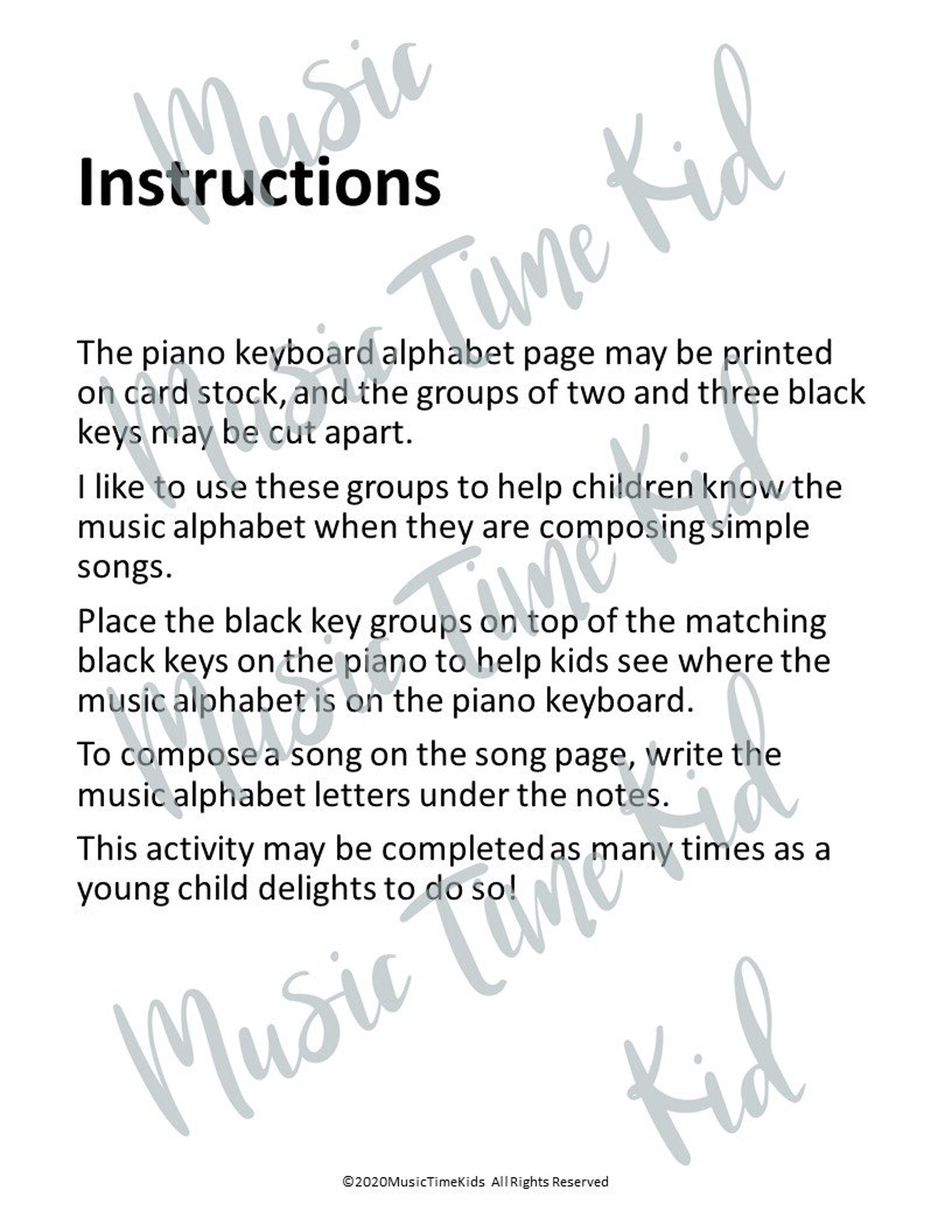Piano Songwriting Worksheet | Printable for Teaching Beginning Piano ...