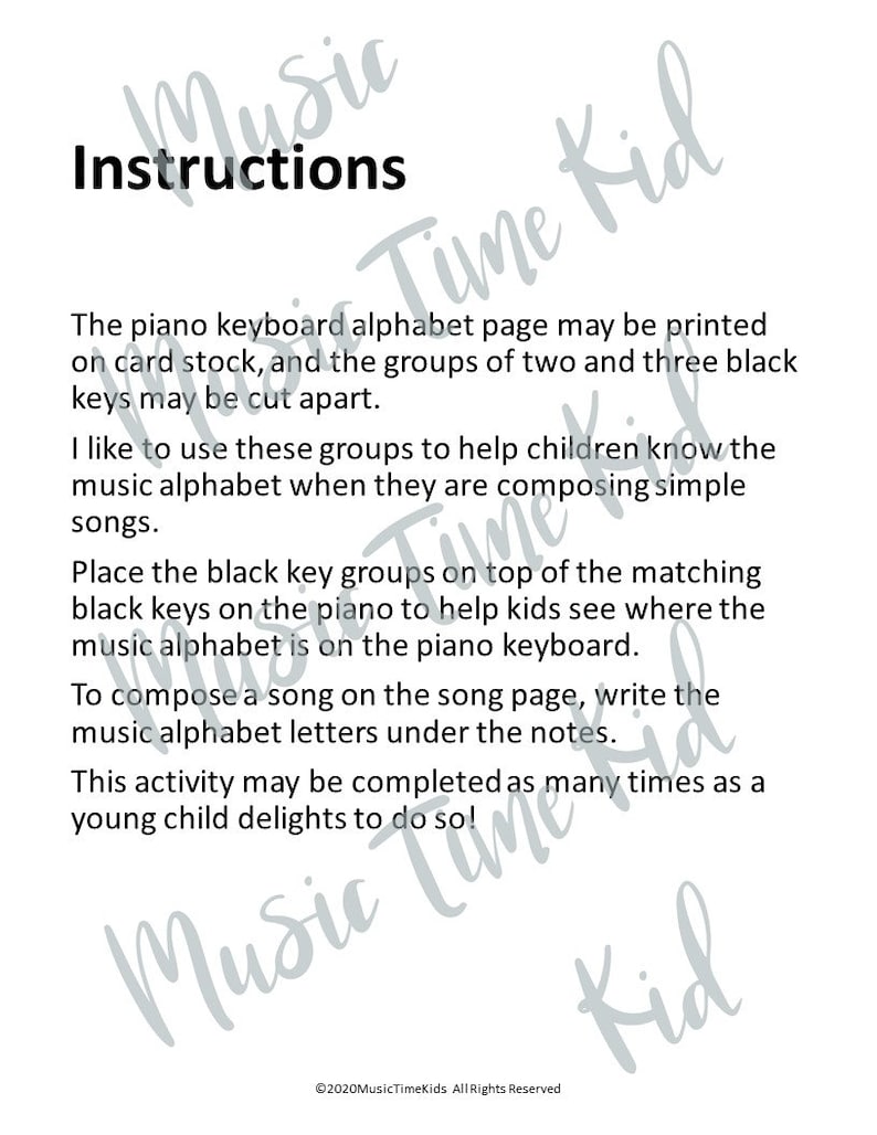 Piano Songwriting Worksheet | Printable for Teaching Beginning Piano ...