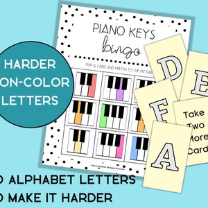Printable Piano Game | Piano Keys Bingo for Beginner Piano Lessons ...