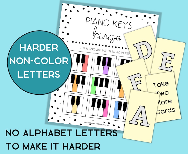 Printable Piano Game | Piano Keys Bingo for Beginner Piano Lessons ...