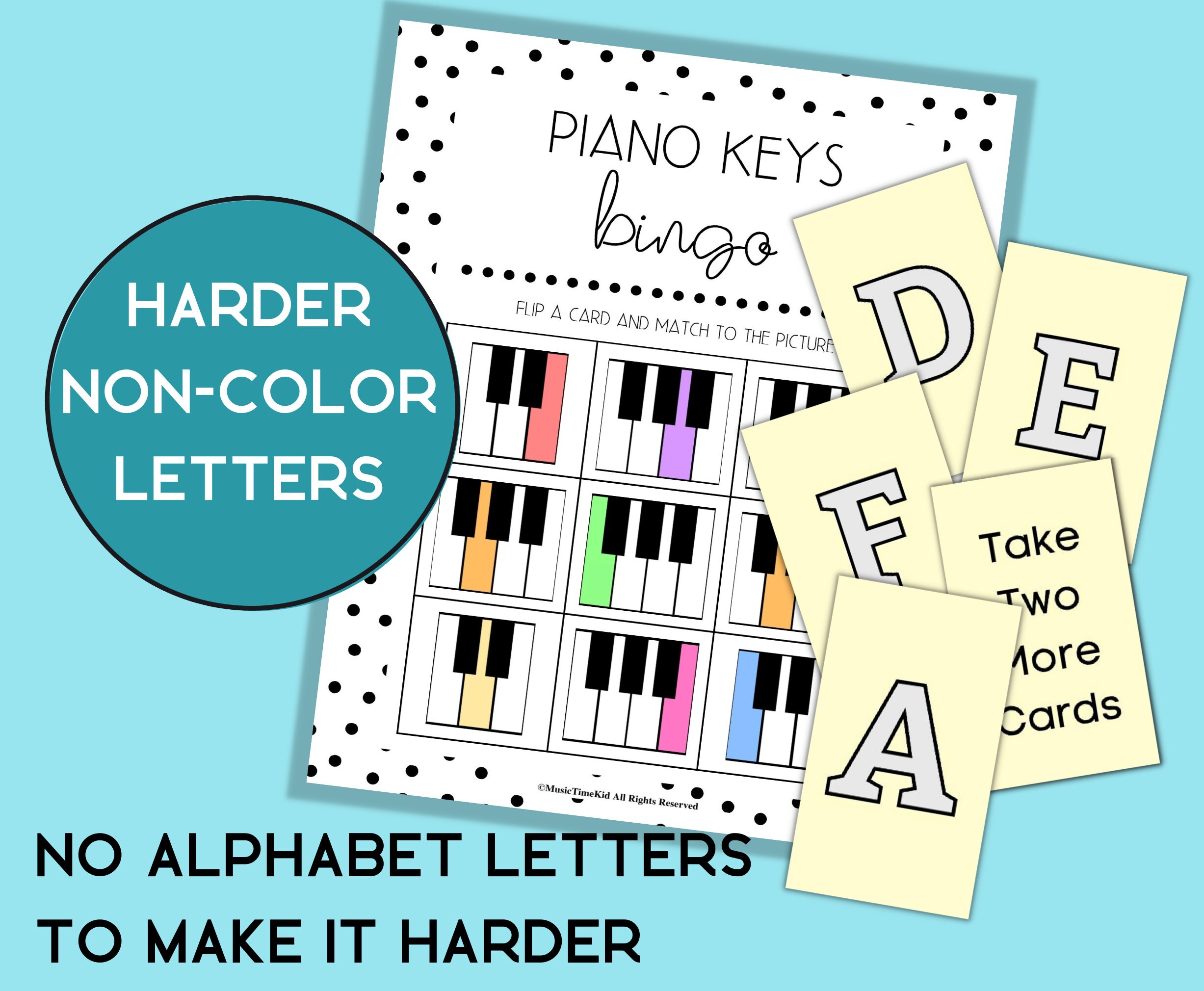 Printable Piano Game | Piano Keys Bingo for Beginner Piano Lessons ...