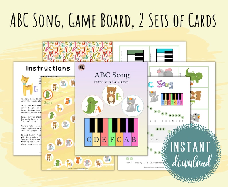 ABC Song Piano Printable With Alphabet Letters for Preschool Learning ...