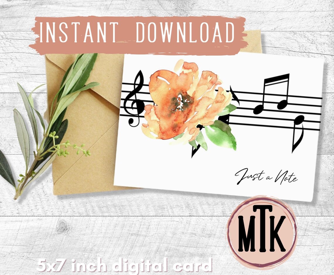 Printable Friendship Greeting Card Piano Music Treble Clef - Etsy