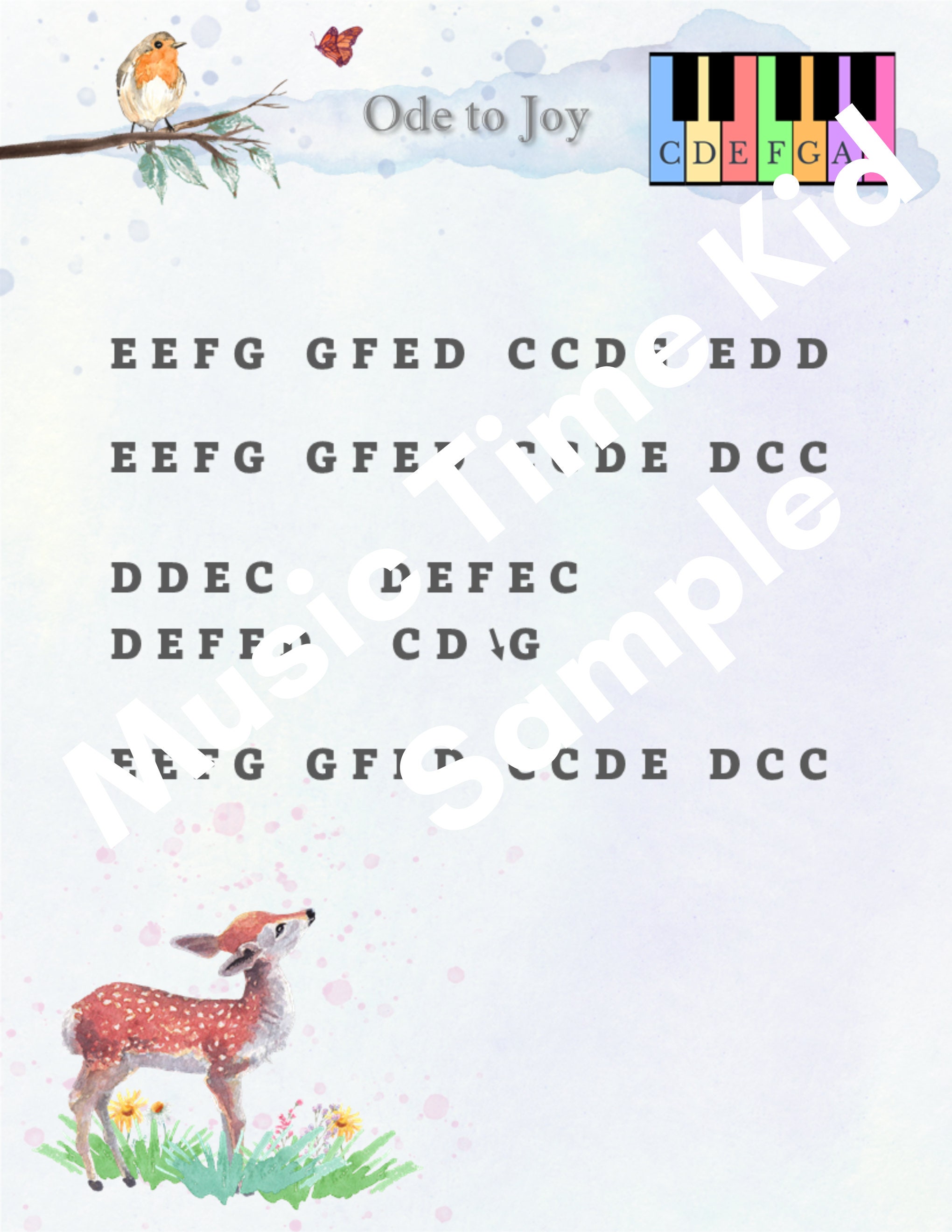 Ode to Joy Easy Piano Song With Music Alphabet Letters | Preschool ...