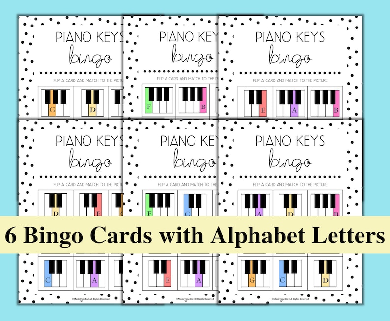 Printable Piano Game | Piano Keys Bingo for Beginner Piano Lessons ...
