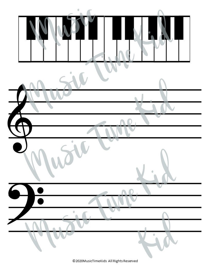 Piano Practice Keyboards and Music Staff Printable for Teaching Hand ...