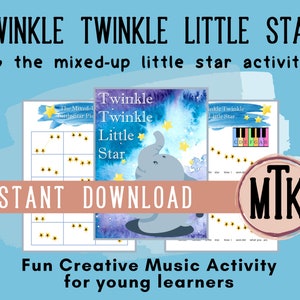 Twinkle Twinkle Little Star Piano Lesson Printable | Preschool Music ...