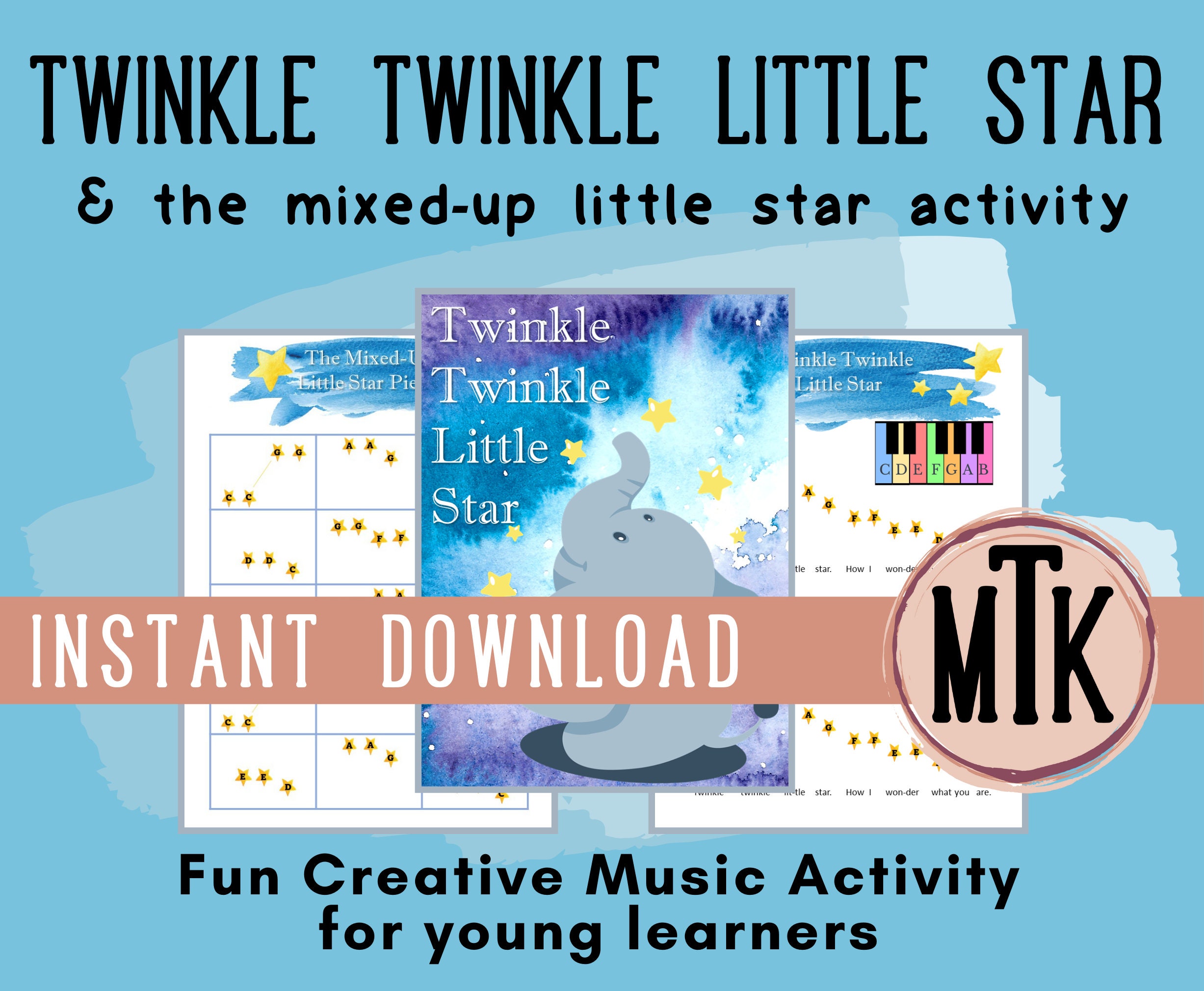 Twinkle Twinkle Little Star Preschool Printable & Music Activity Piano ...
