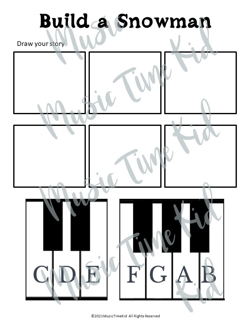 Frosty Snowman Preschool Worksheets for Composing in Beginner Piano ...
