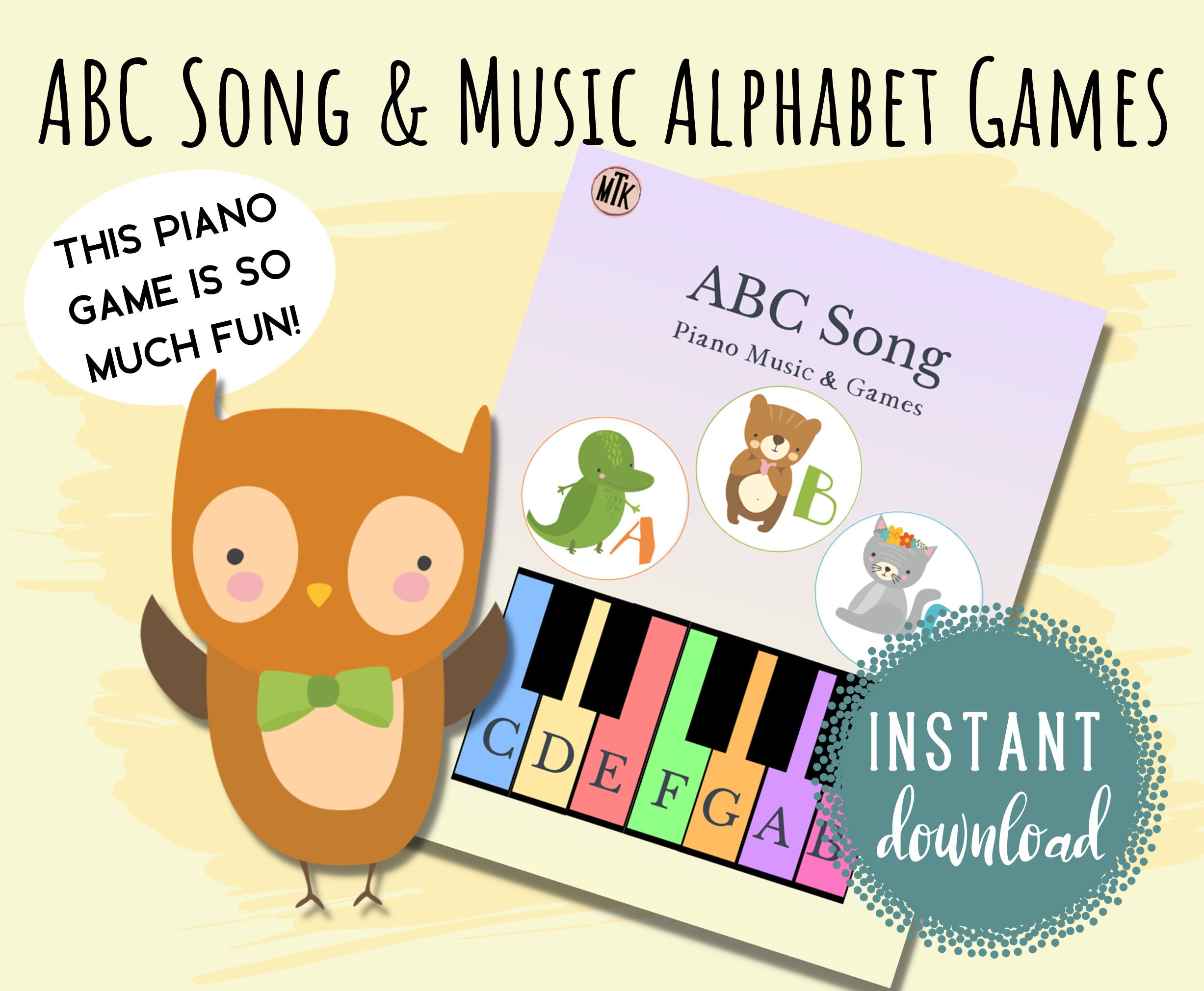 ABC Song Piano Printable With Alphabet Letters for Preschool Learning ...