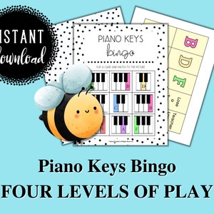 Printable Piano Game | Piano Keys Bingo for Beginner Piano Lessons ...