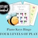 Printable Piano Game | Piano Keys Bingo for Beginner Piano Lessons ...