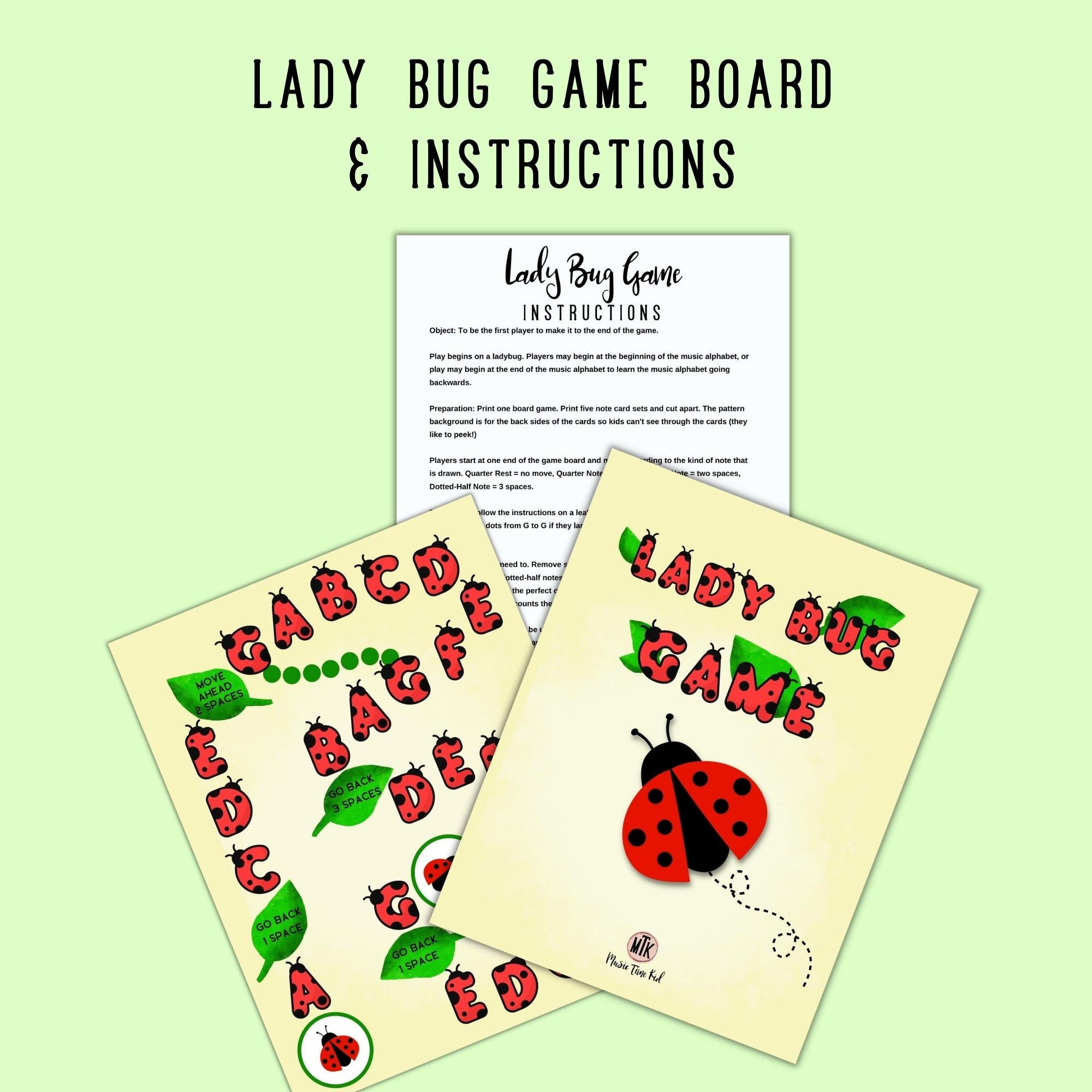 Music Alphabet Printable Piano Game for Preschool Learning Cute Ladybug ...